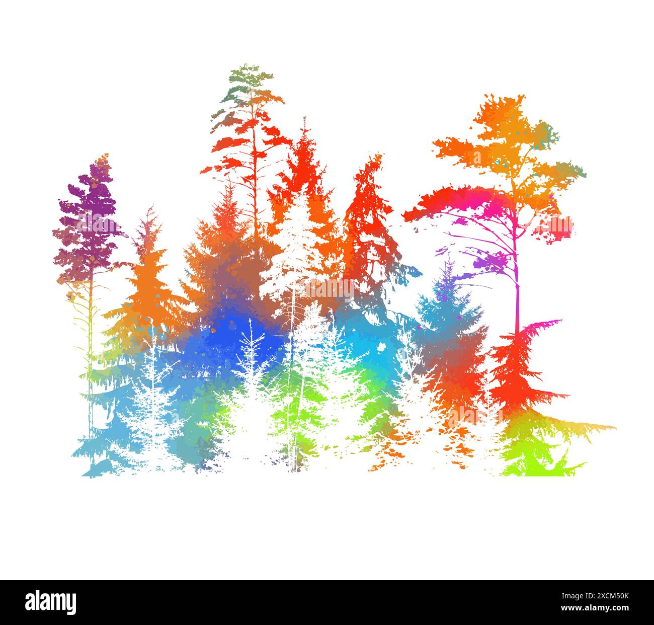 Rainbow and pine trees Stock Vector Images - Alamy