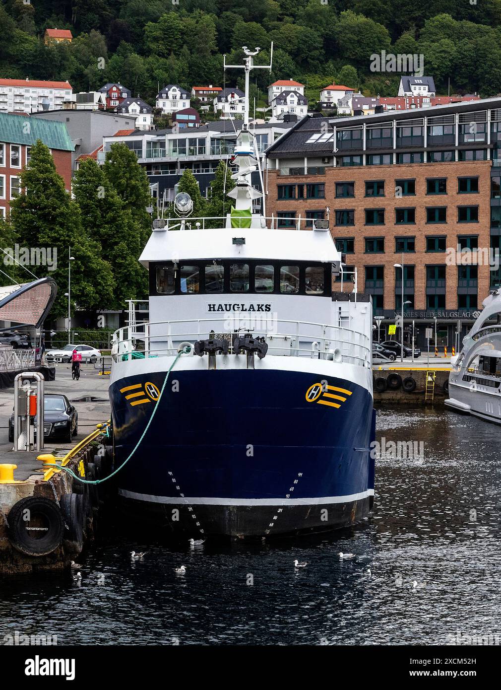 Fish carrier/ process ship Hauglaks in the port of Bergen, Norway Stock ...