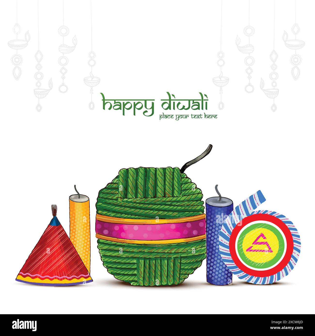 Indian lamp with crackers Cut Out Stock Images & Pictures - Alamy