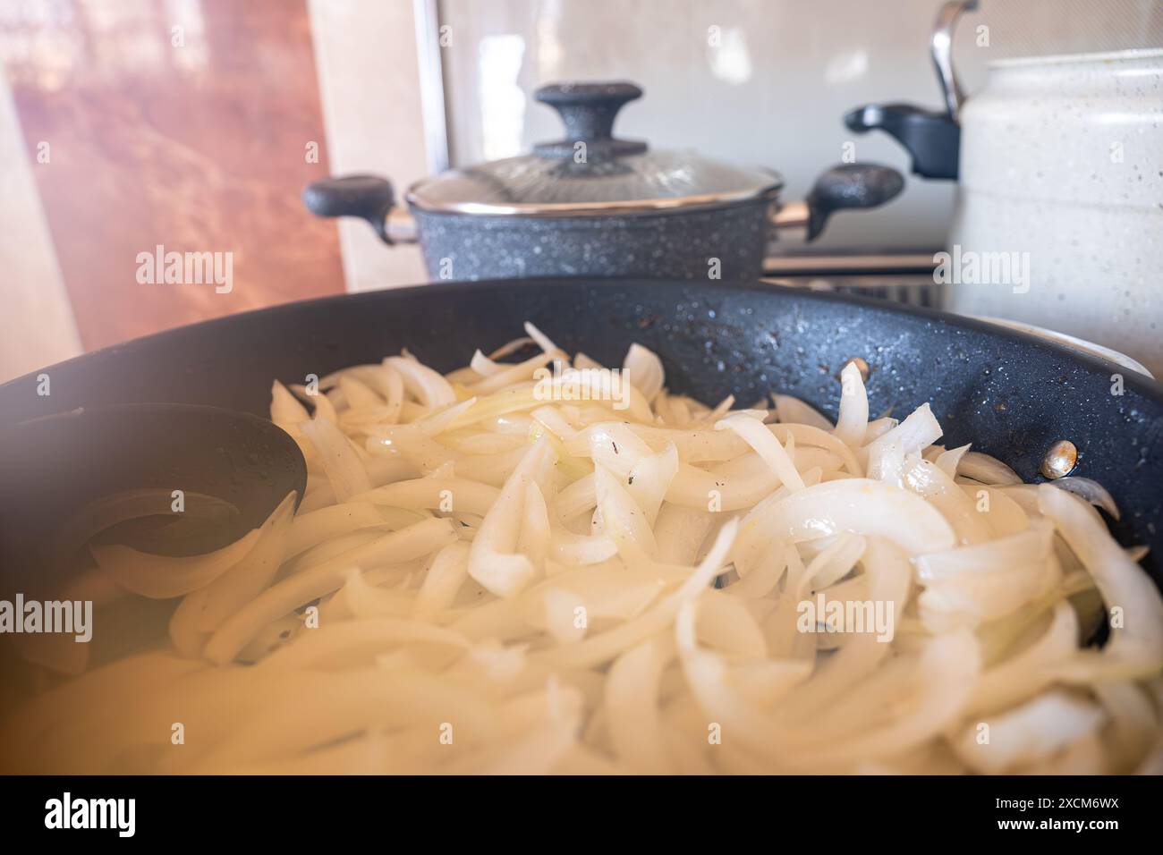 the preparation and cooking process of onions, highlighting various ...