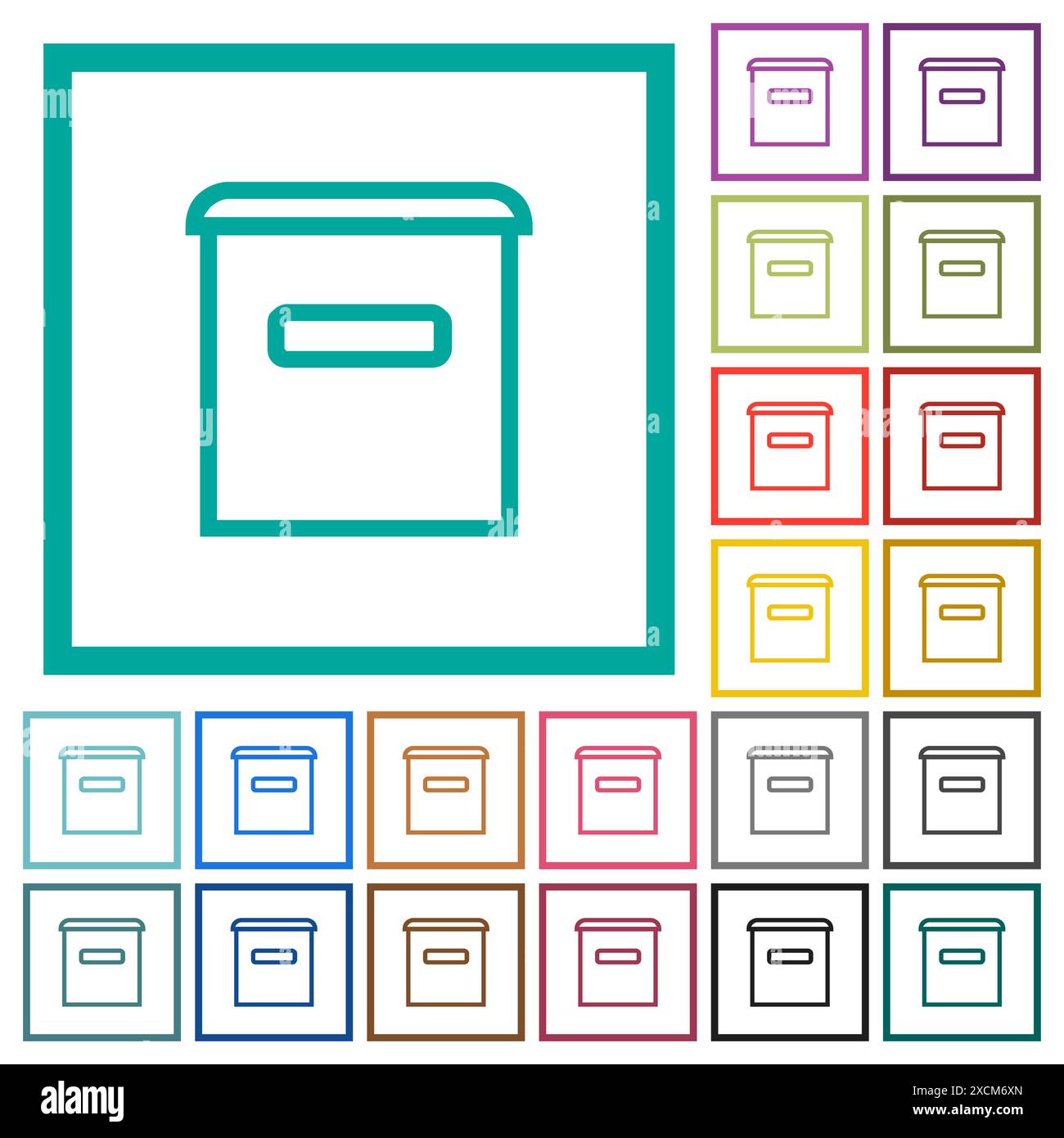 Mailbox Outline Flat Color Icons With Quadrant Frames On White Background Stock Vector Image