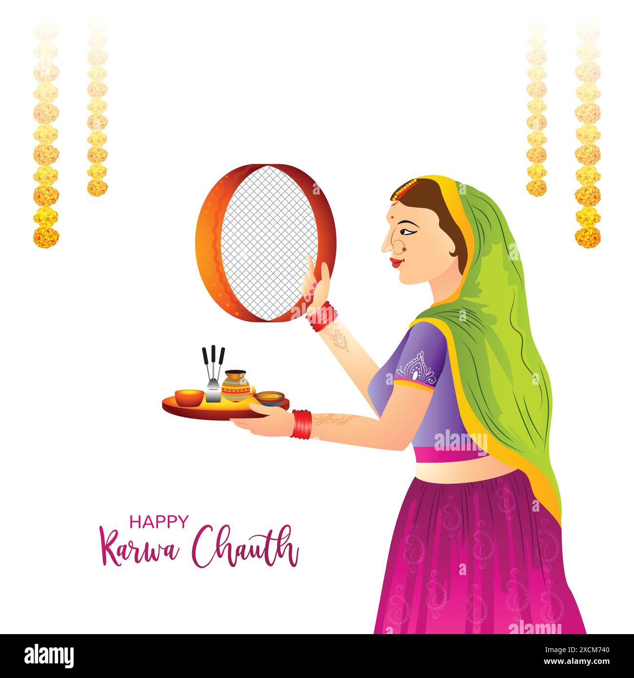 Indian festival happy karwa chauth celebration background Stock Vector ...
