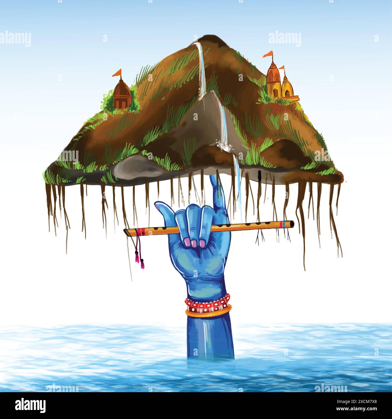 Indian religious festival happy govardhan puja hindu festival card ...