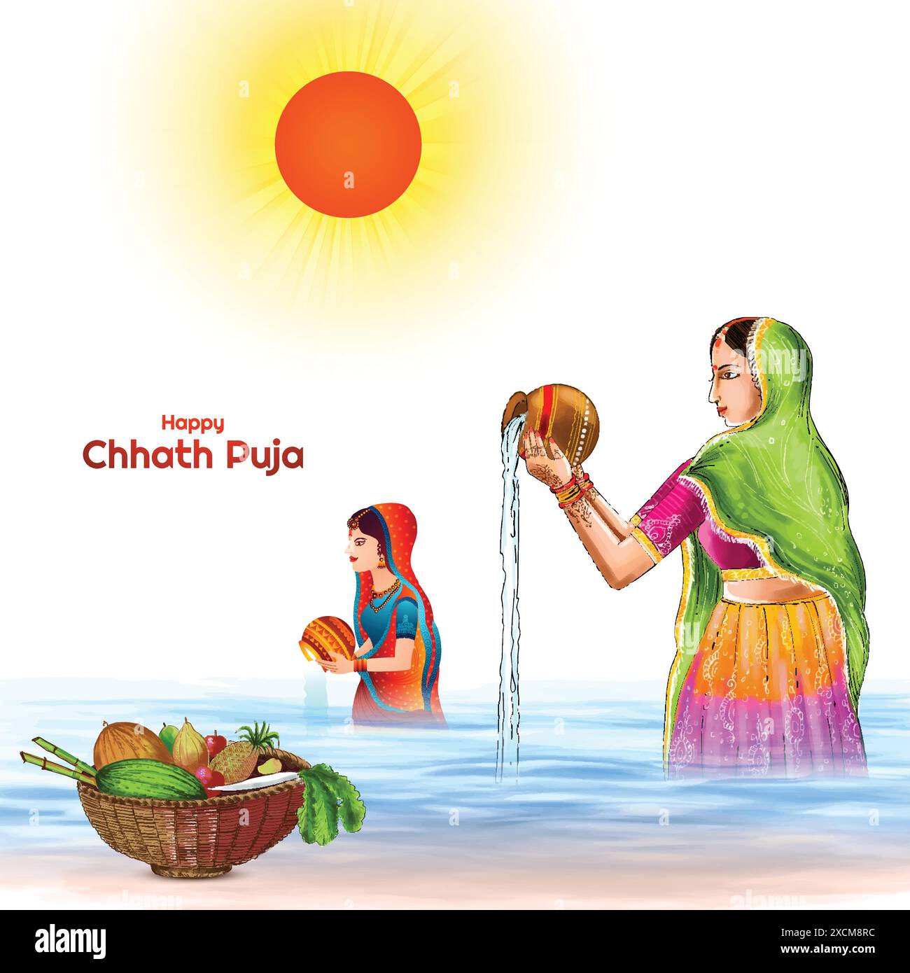 Beautiful happy chhath puja festival card background Stock Vector Image ...