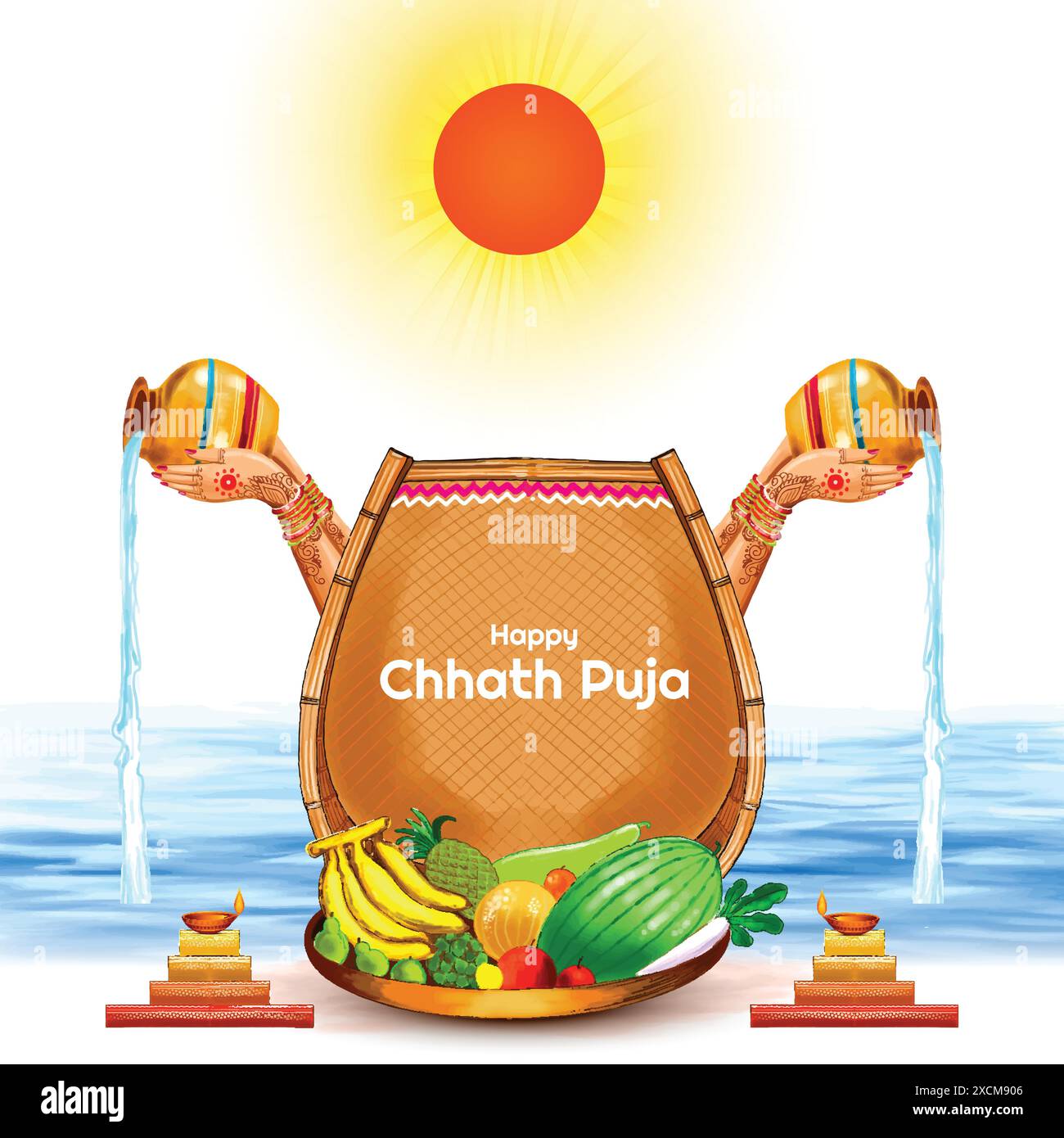 Beautiful happy chhath puja festival card background Stock Vector Image ...