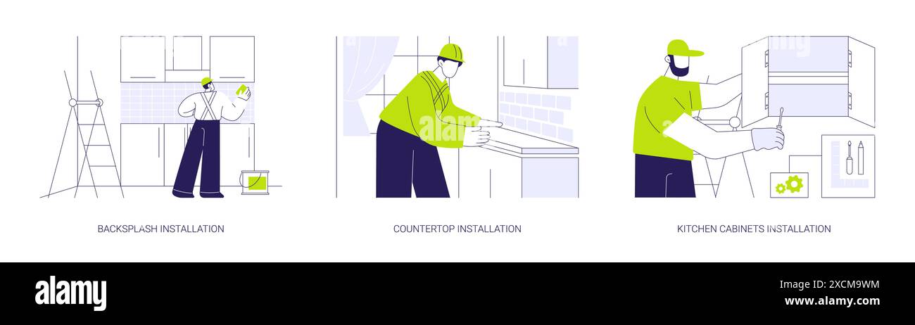 Kitchen works abstract concept vector illustrations Stock Vector Image ...