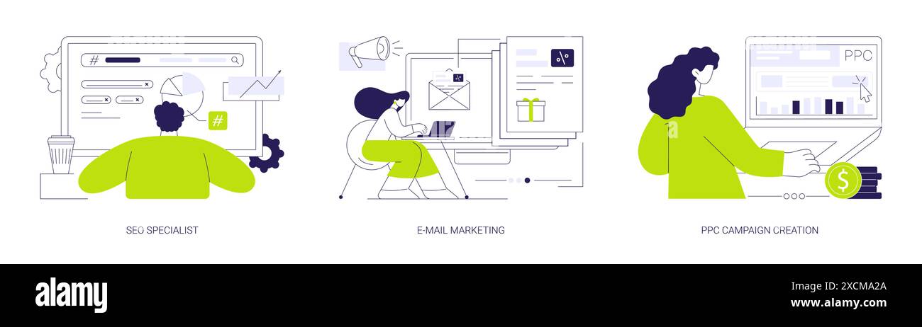 Digital marketing services abstract concept vector illustrations Stock ...