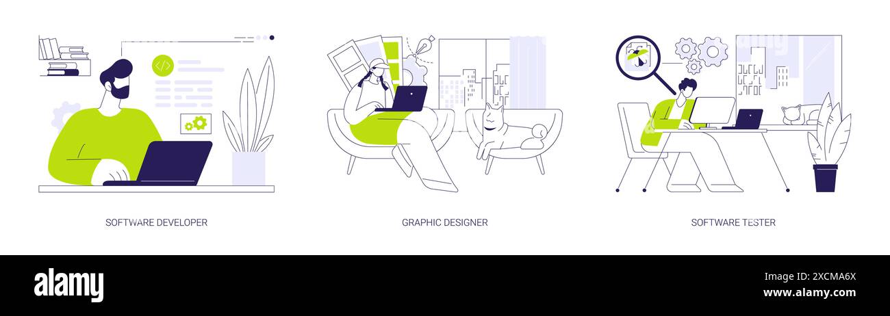 Remote IT jobs abstract concept vector illustrations Stock Vector Image ...