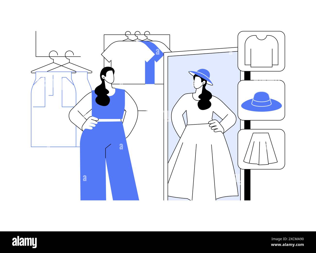 Virtual fitting room isolated cartoon vector illustrations Stock Vector ...