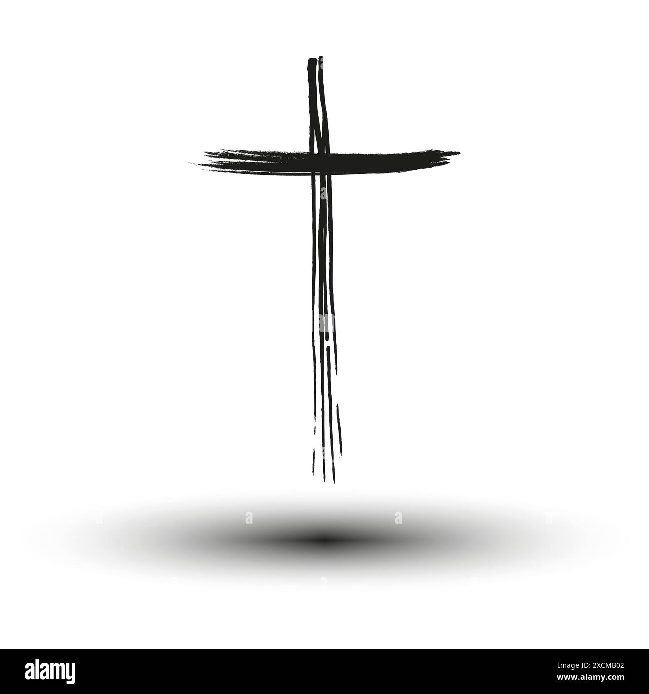 Brush stroke cross. Black and white. Vector religious symbol ...