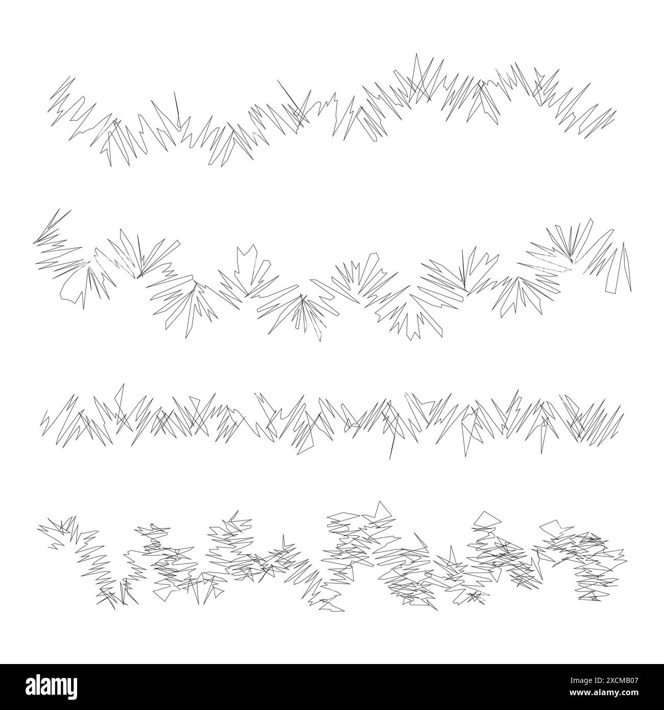 Abstract Line Patterns Jagged Black Strokes Vector Textured Design Dynamic Borders Stock