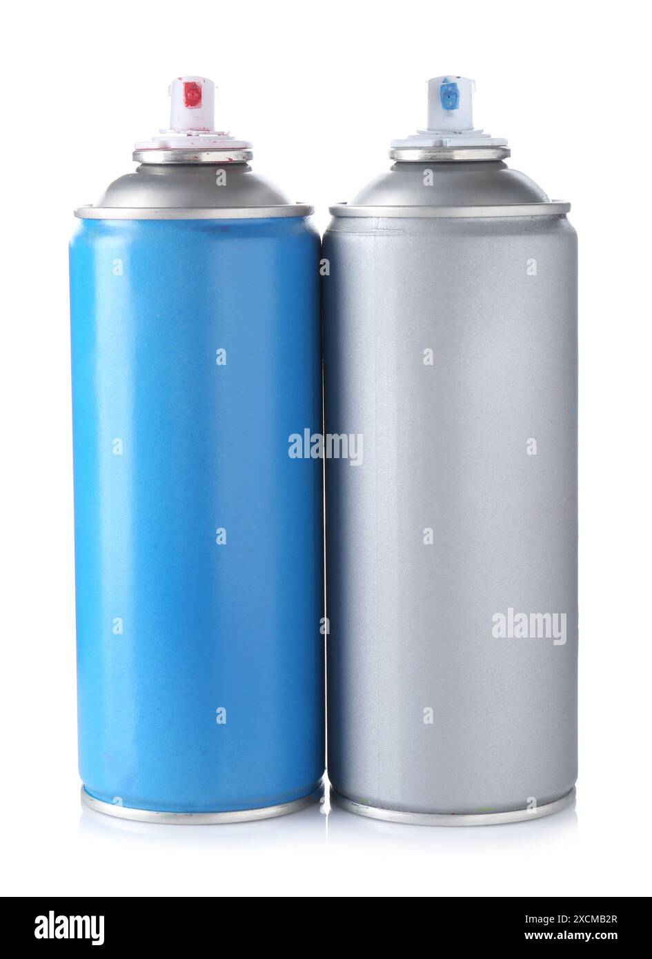 Two spray paint cans isolated on white Stock Photo - Alamy