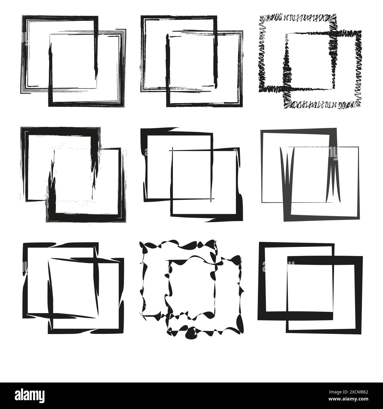 Abstract square frames. Black and white. Vector artistic borders ...