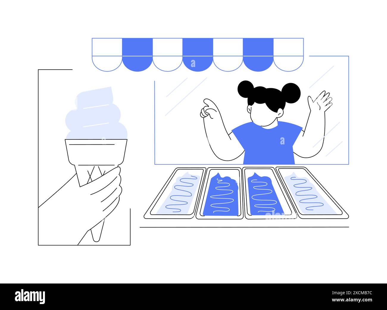 Choosing ice-cream flavor isolated cartoon vector illustrations Stock ...