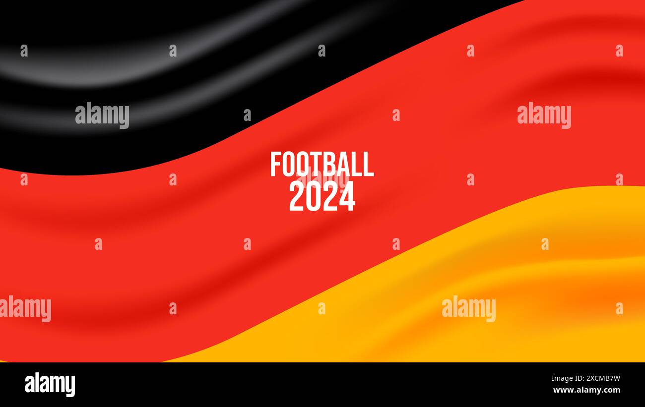 Euro Football Championship event 2024 in Germany. Text on fabric flag ...