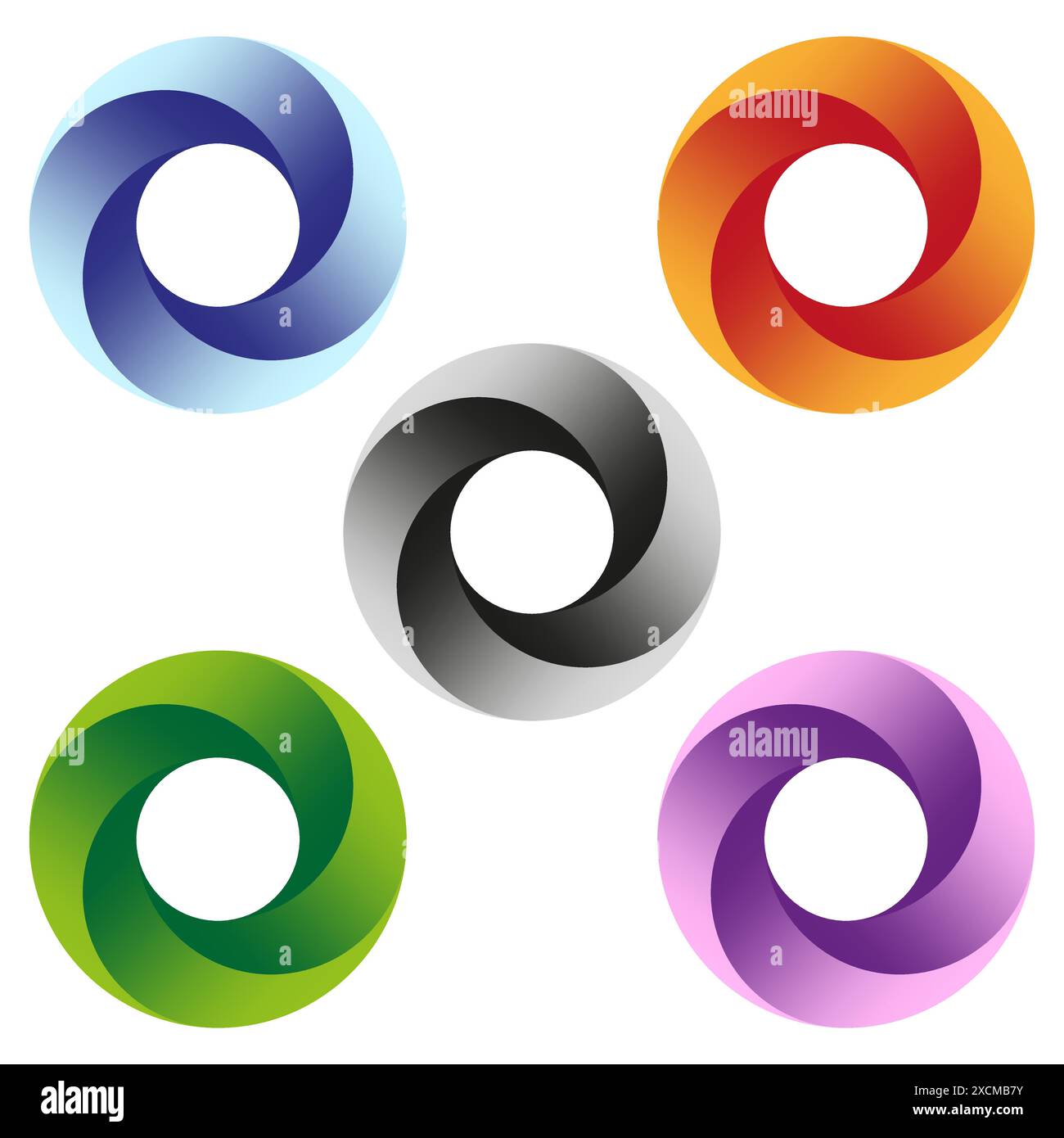 Colorful swirl icons. Gradient vector shapes. Circular abstract designs. Vibrant palette Stock ...