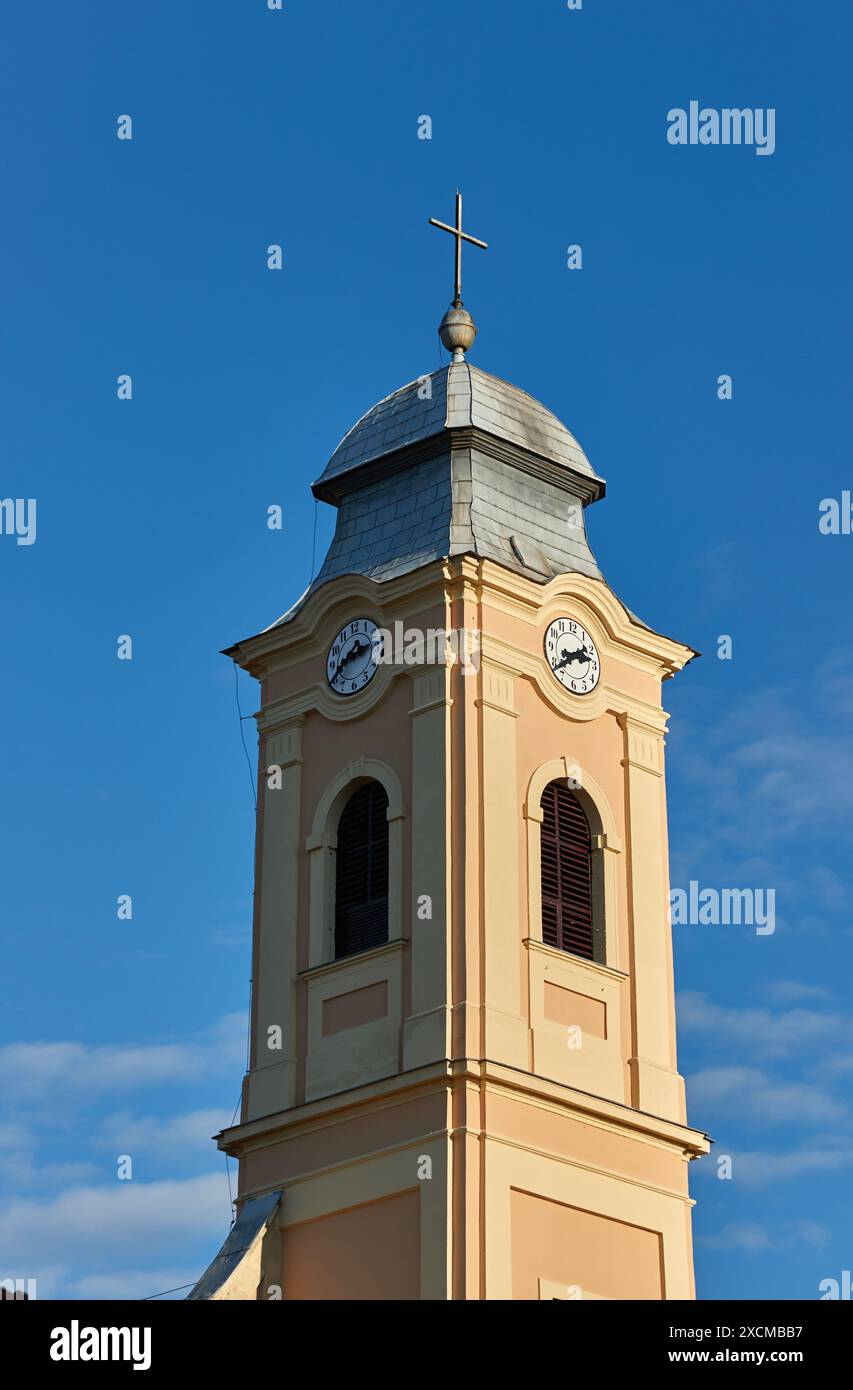 Old church tower renovated Stock Photo - Alamy