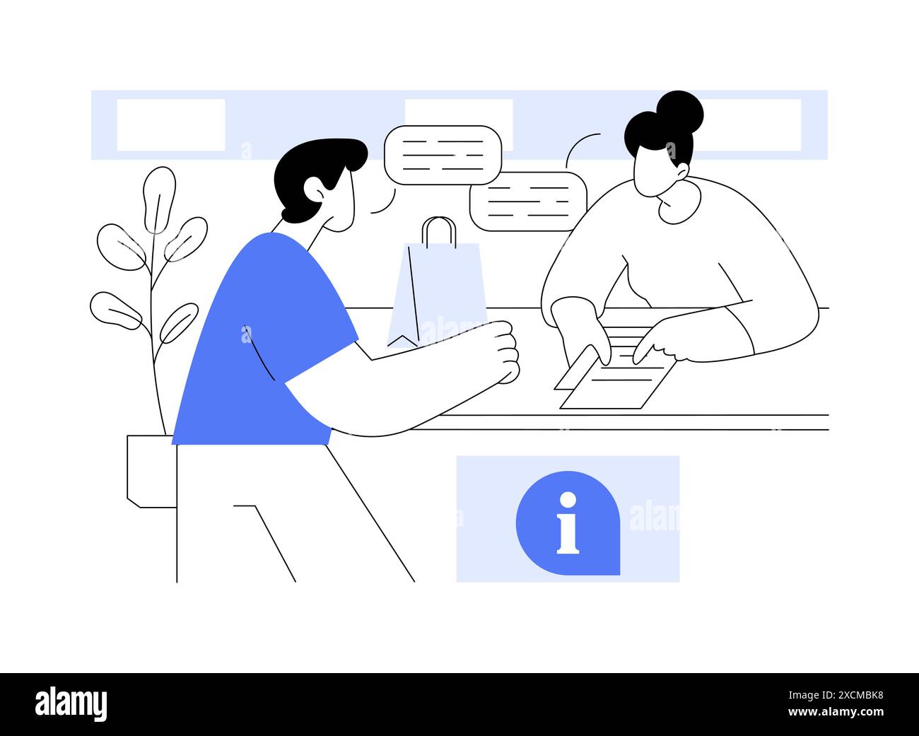 Store information counter isolated cartoon vector illustrations Stock ...