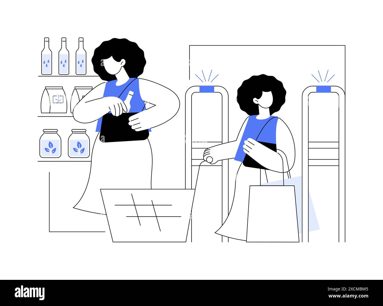 Shoplifting control isolated cartoon vector illustrations Stock Vector ...