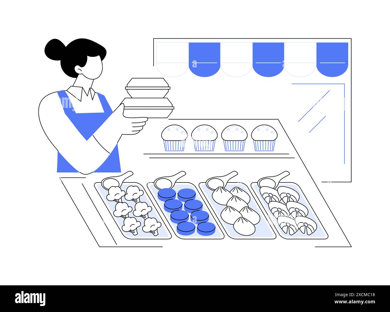 Supermarket deli department isolated cartoon vector illustrations Stock ...