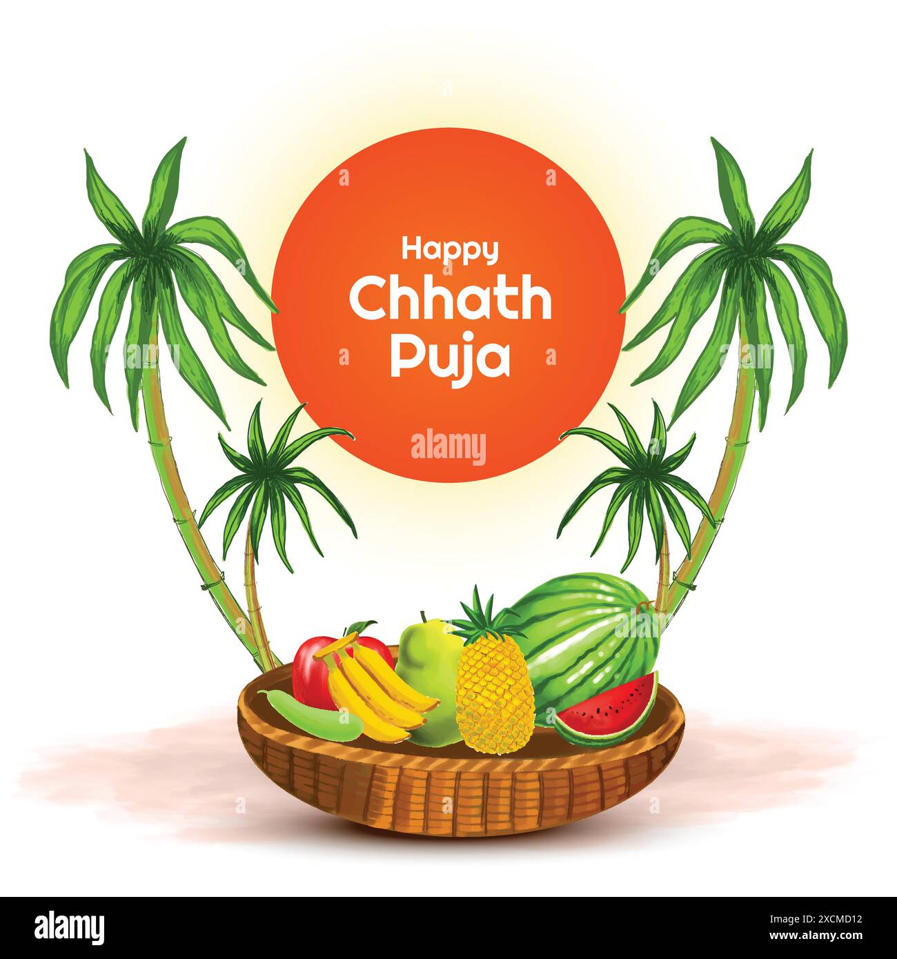 Happy chhath puja religious sun worship indian festival card background ...