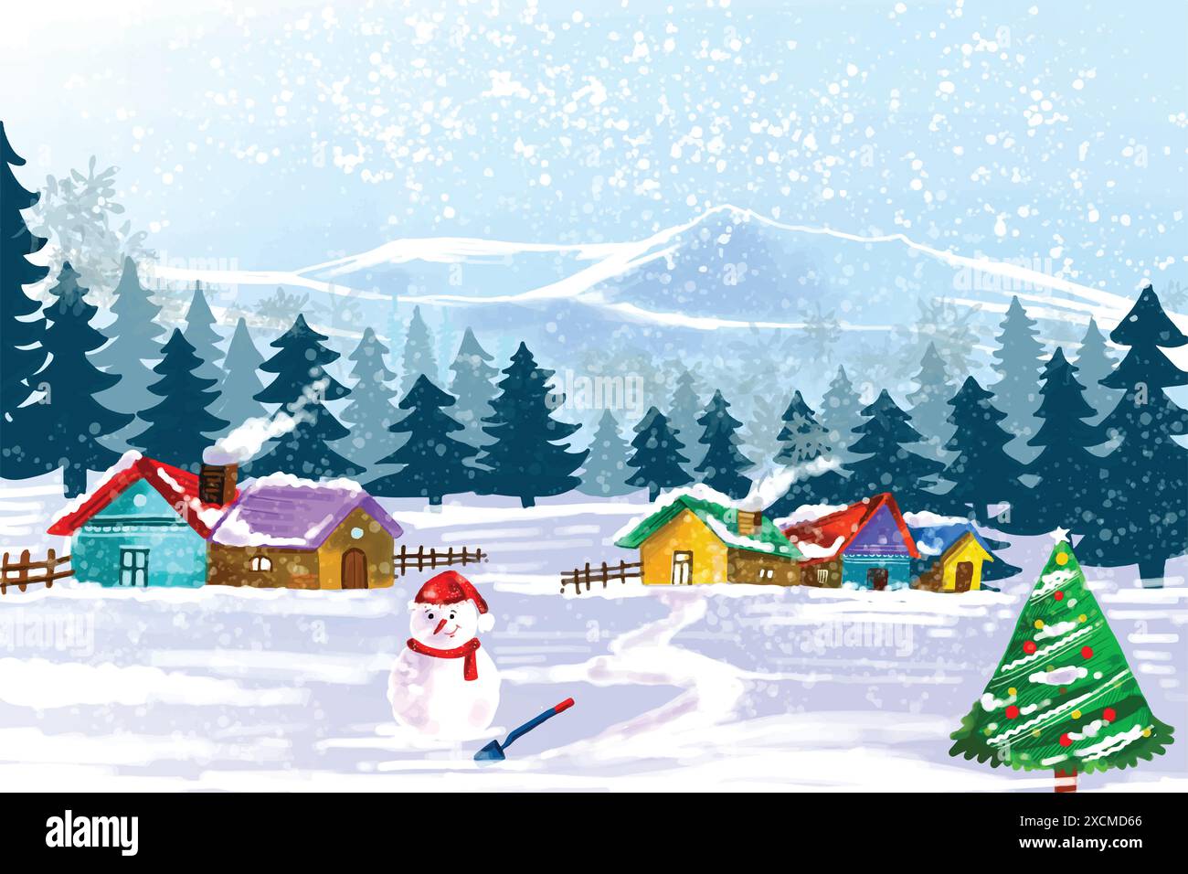 Snow covered houses Stock Vector Images - Alamy