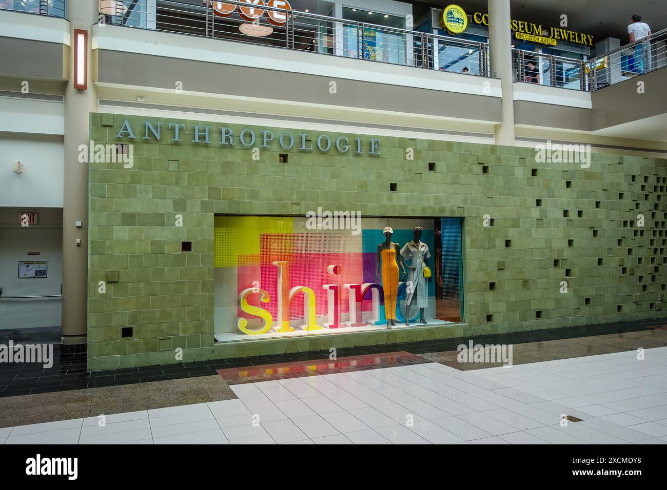 Window display of Anthropologie women's clothing store inside a mall ...
