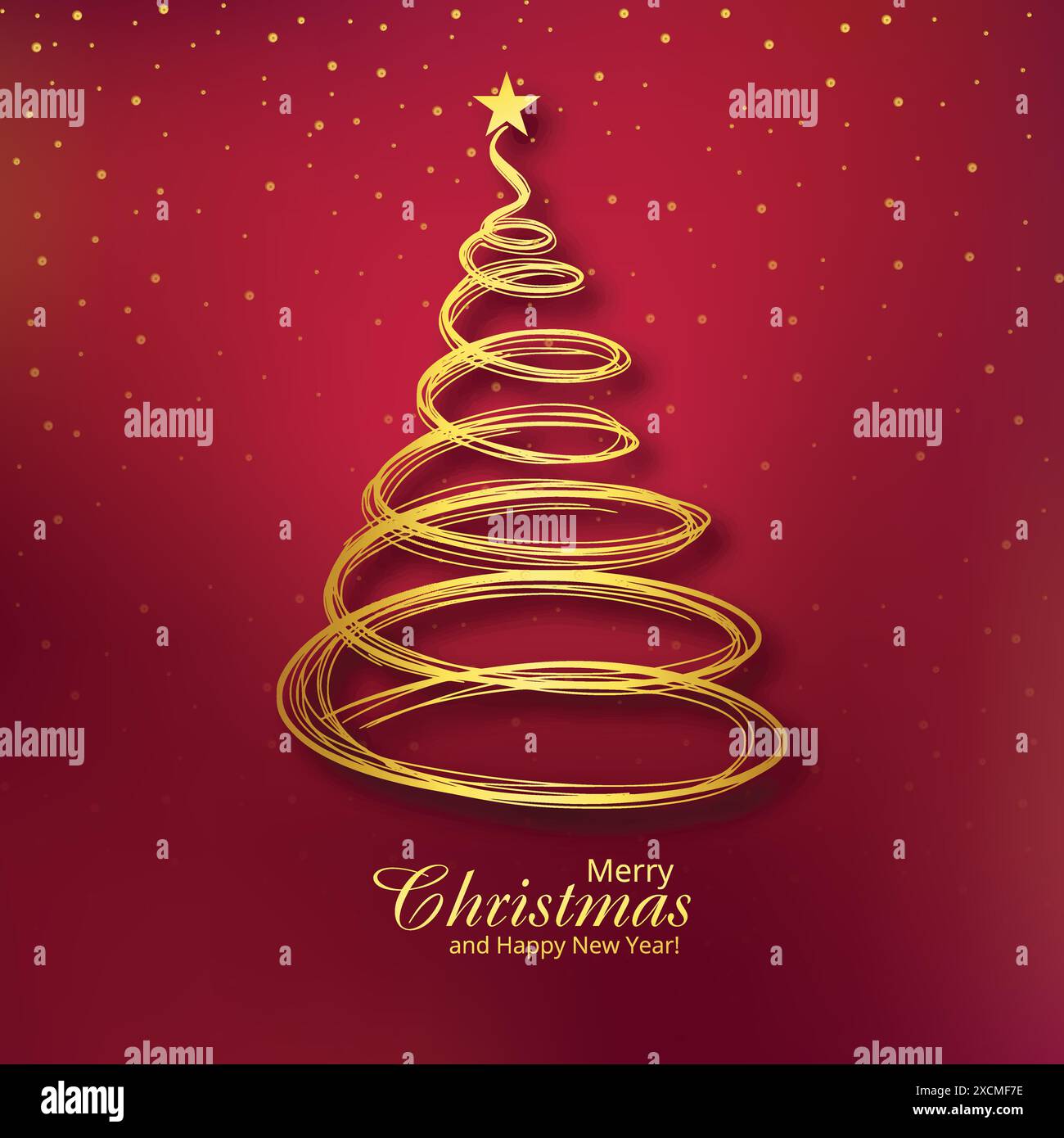 Artistic christmas line golden tree greeting card background Stock ...