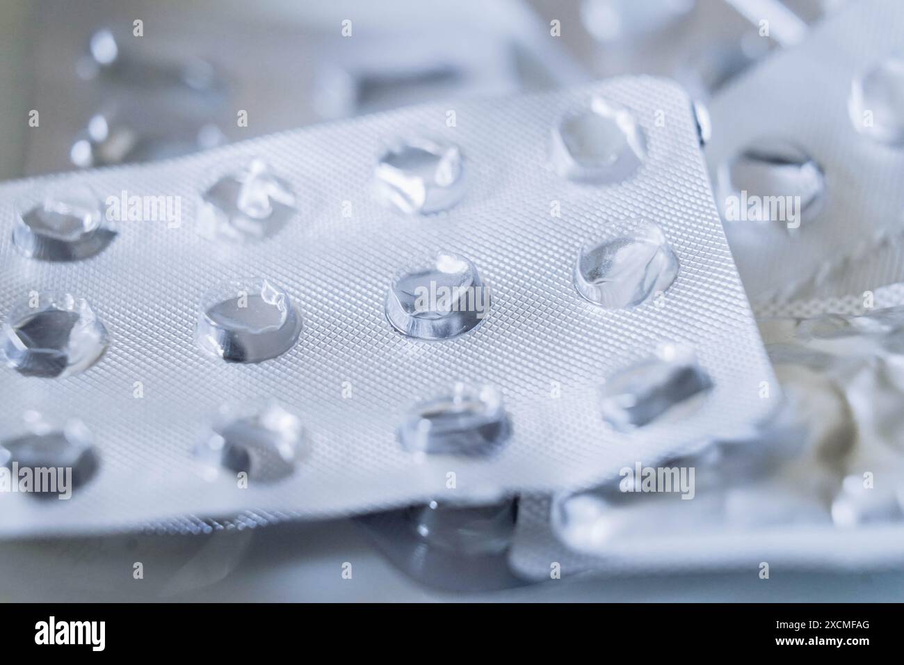 Used empty packaging from pills close up. Many different pill blister ...