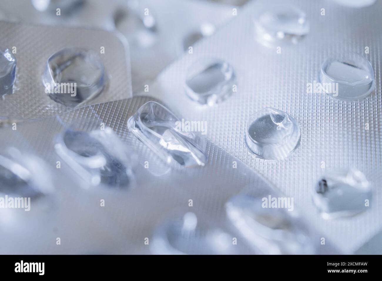 Used empty packaging from pills close up. Many different pill blister ...