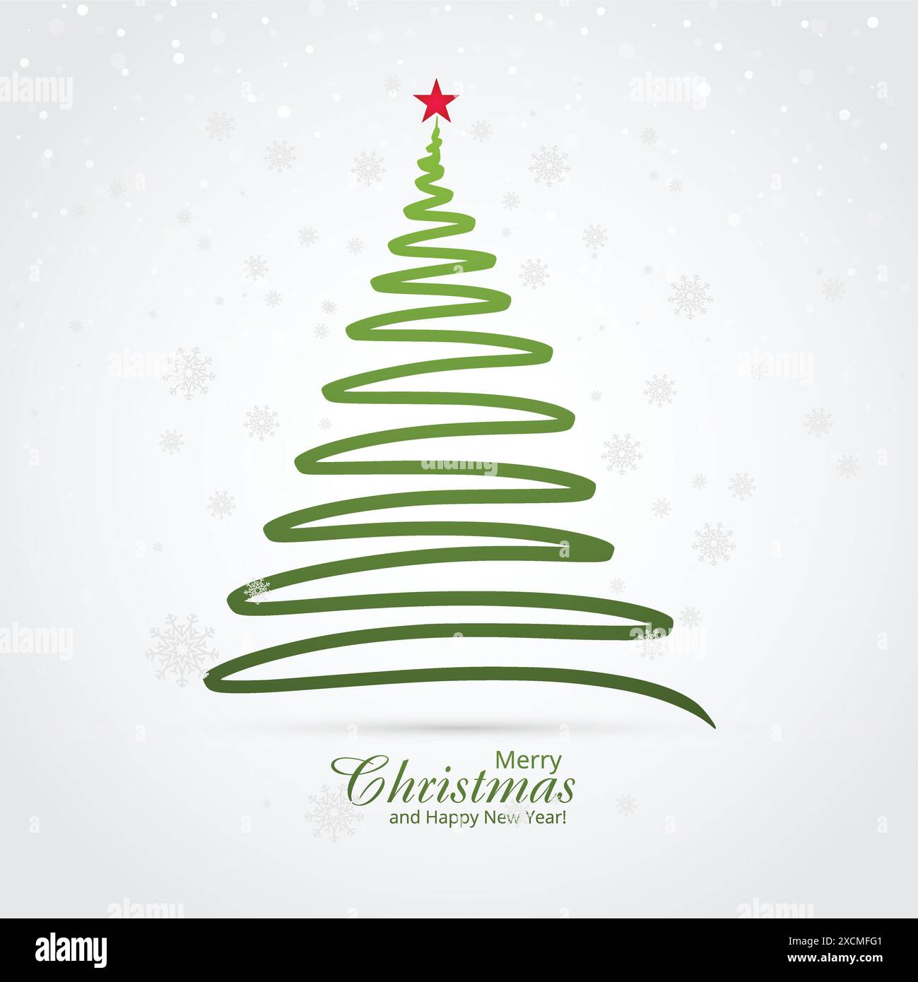 Minimal green line christmas tree card background Stock Vector Image ...