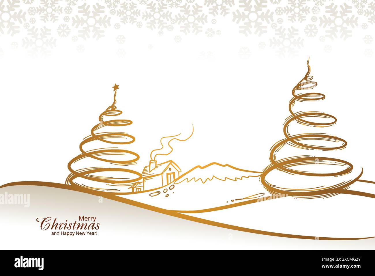 Landscape christmas tree holiday card background Stock Vector Image ...