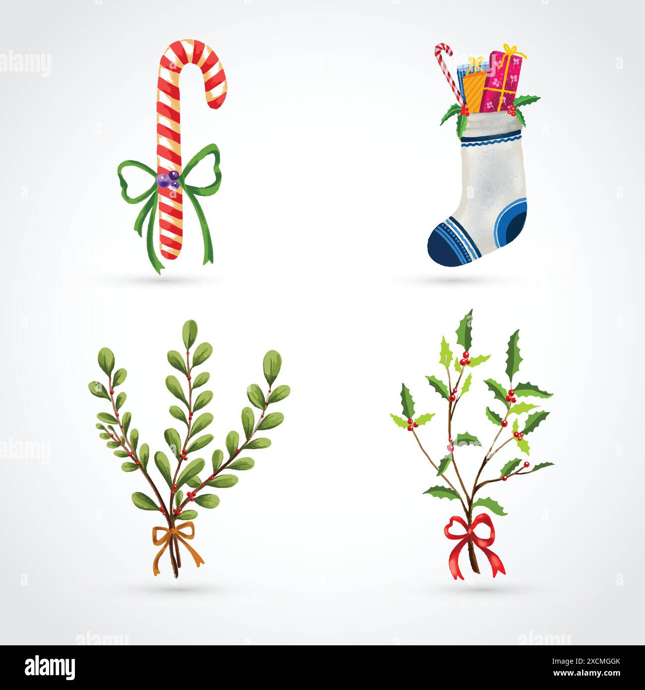 Watercolor christmas elements Stock Vector Images - Alamy