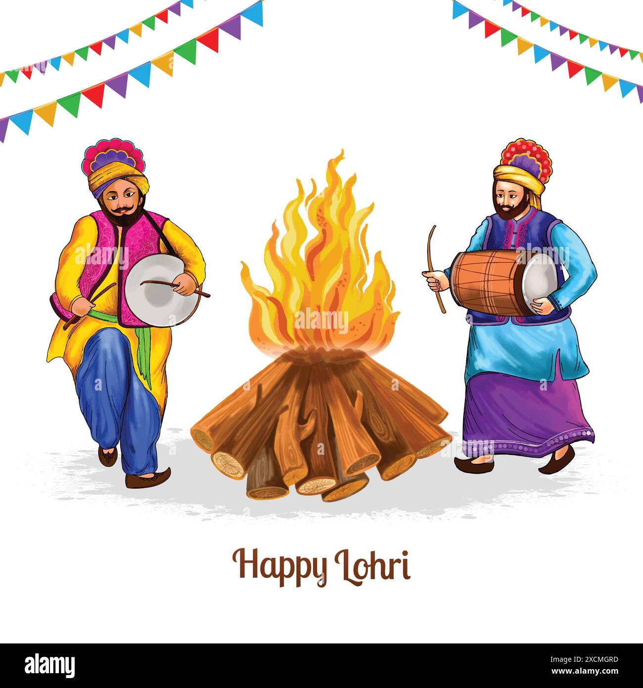 Happy lohri cultural festival of punjab background Stock Vector Image ...