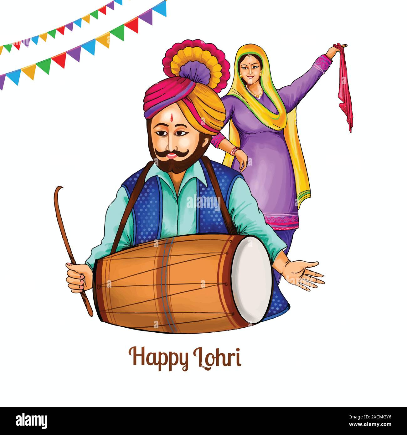 Happy lohri holiday festival of punjab card design Stock Vector Image ...