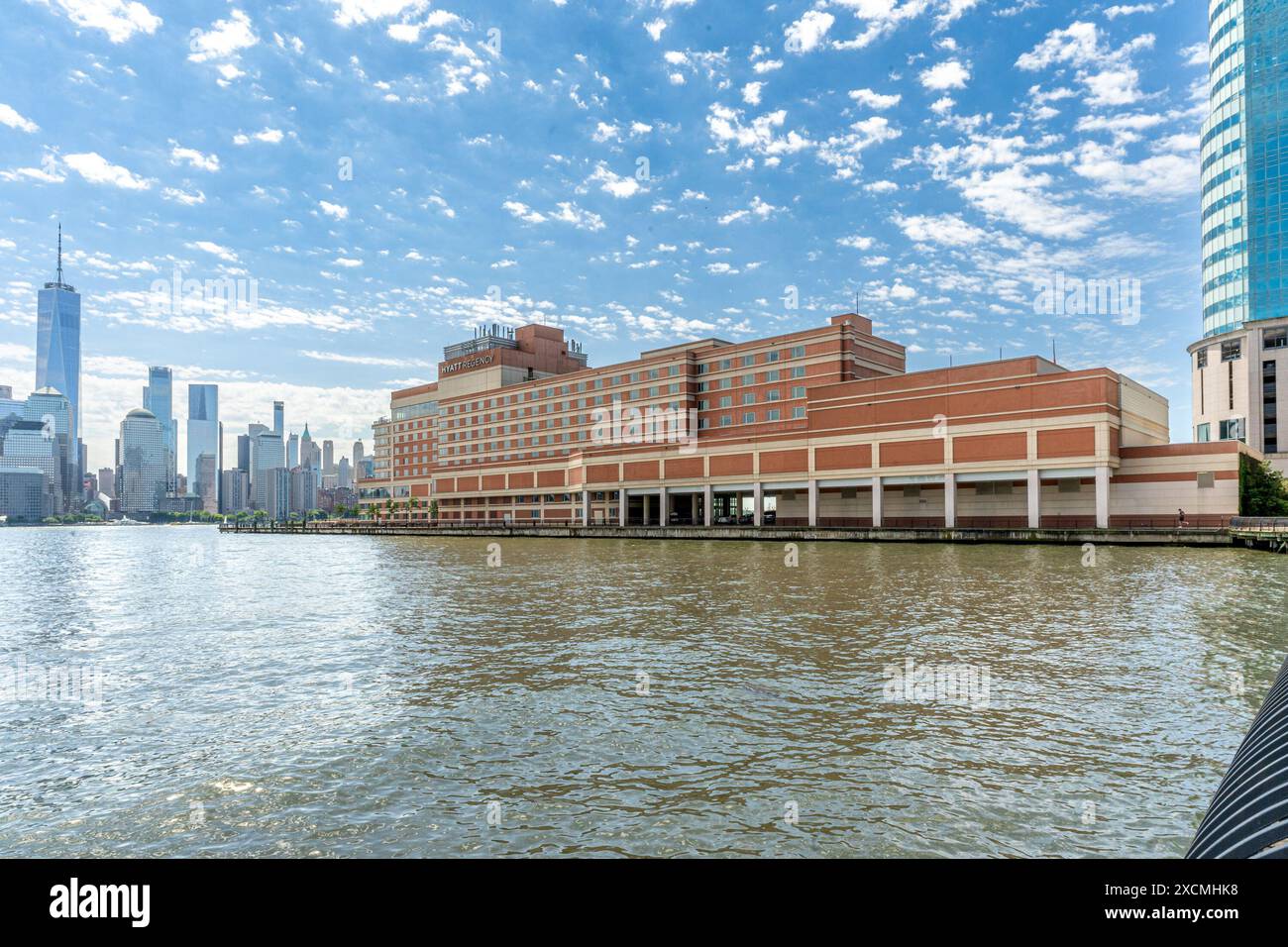 Jersey City, NJ - US - June 7, 2024 Landscape view of Harborside's ...