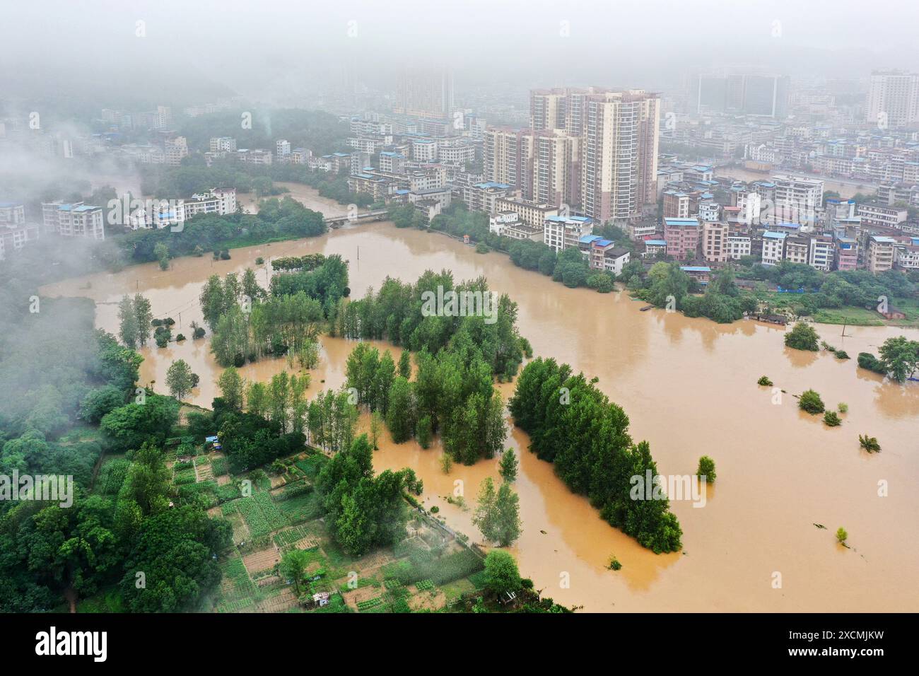GUILIN, CHINA - JUNE 18, 2024 - Flood waters inundate low-lying areas ...