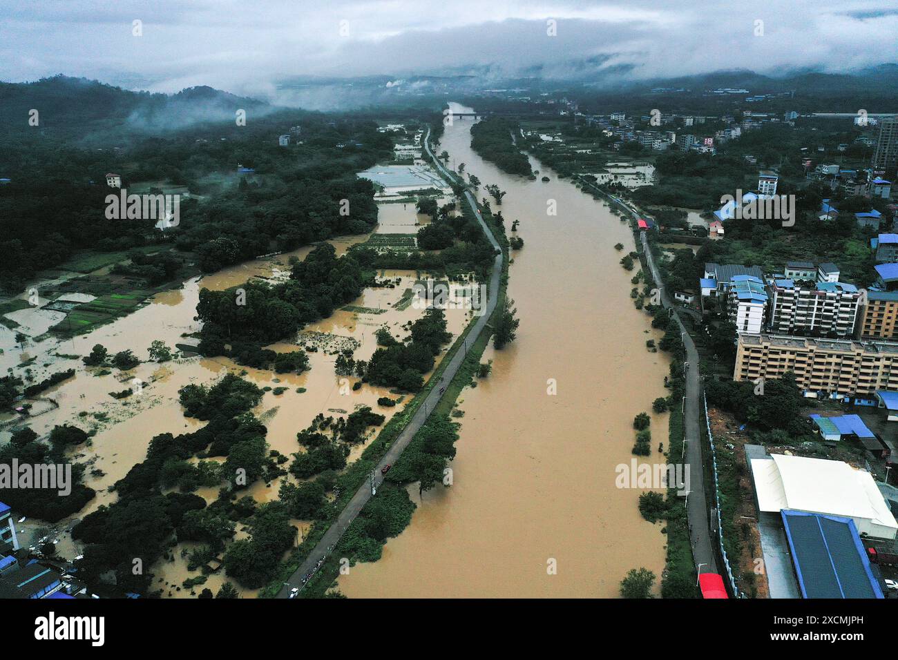 GUILIN, CHINA - JUNE 18, 2024 - Flood waters inundate low-lying areas ...