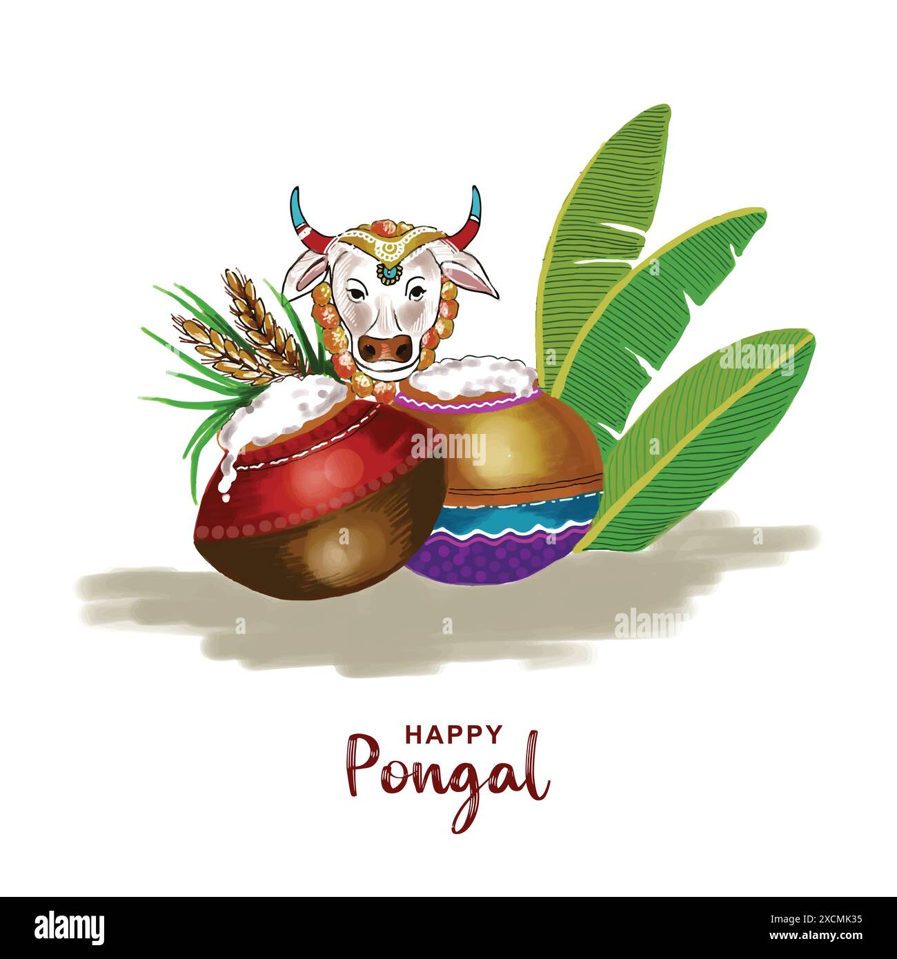 Happy pongal holiday harvest festival of tamil nadu south india ...