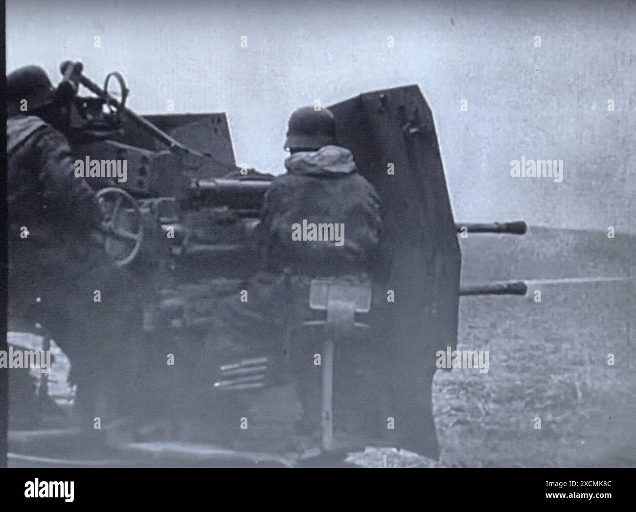 World War Two B&W Screenshot photo. German Four Barrel Anti-Aircraft ...
