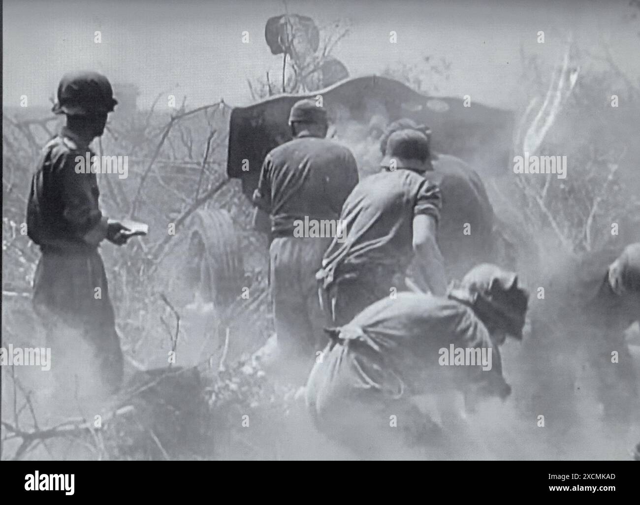 World War Two B&W Screenshot photo German Artillery Fires on Allied ...