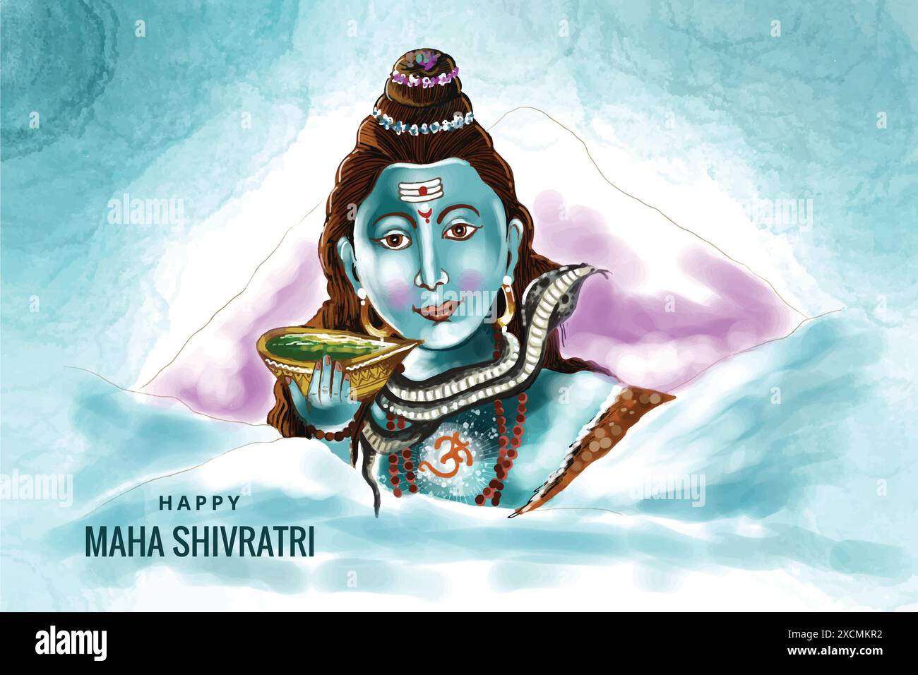 Lord shiva of india for traditional hindu festival maha shivaratri card ...