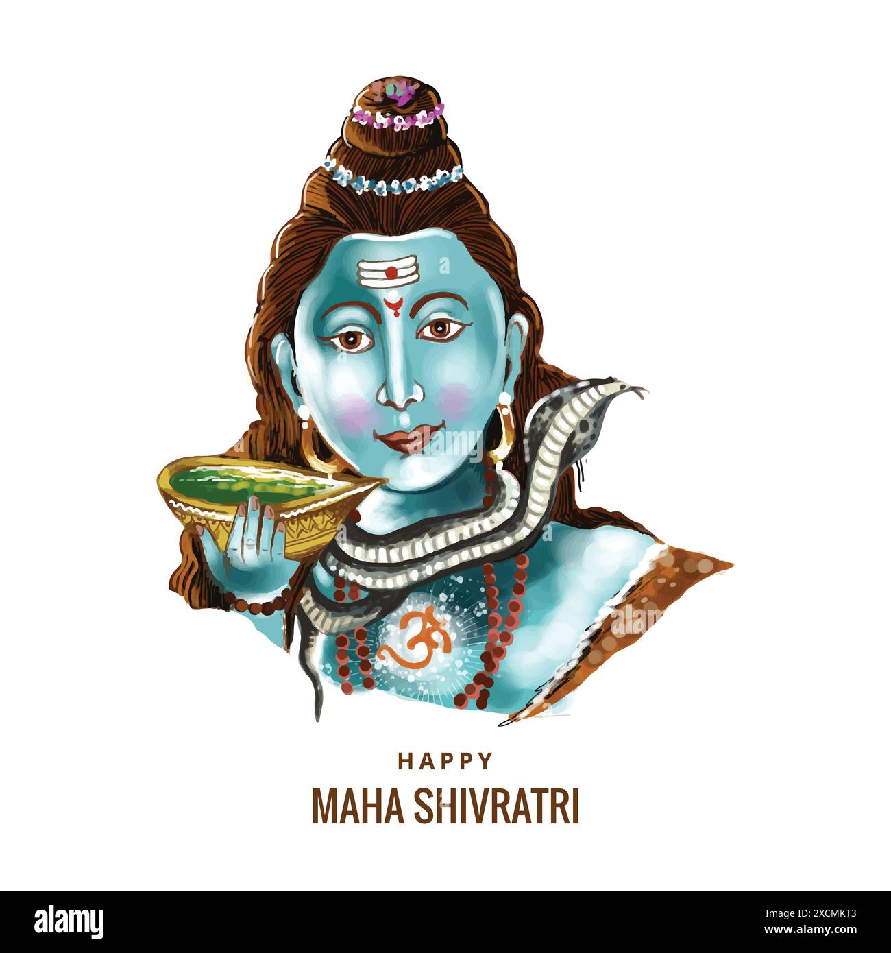 Hand draw lord shiva blessings maha shivratri holiday card background ...