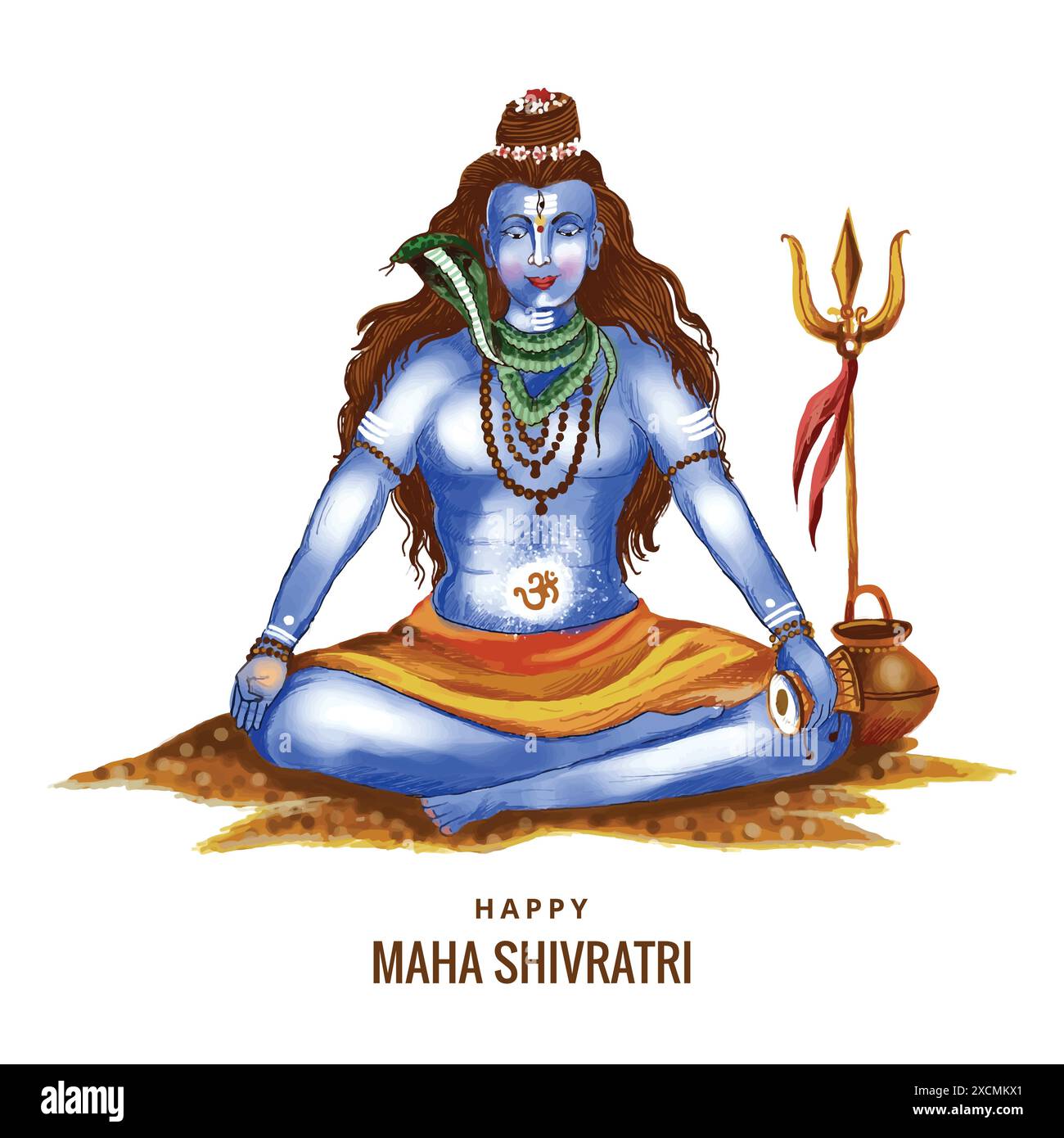 Lord shiva of india for traditional hindu festival maha shivaratri card ...