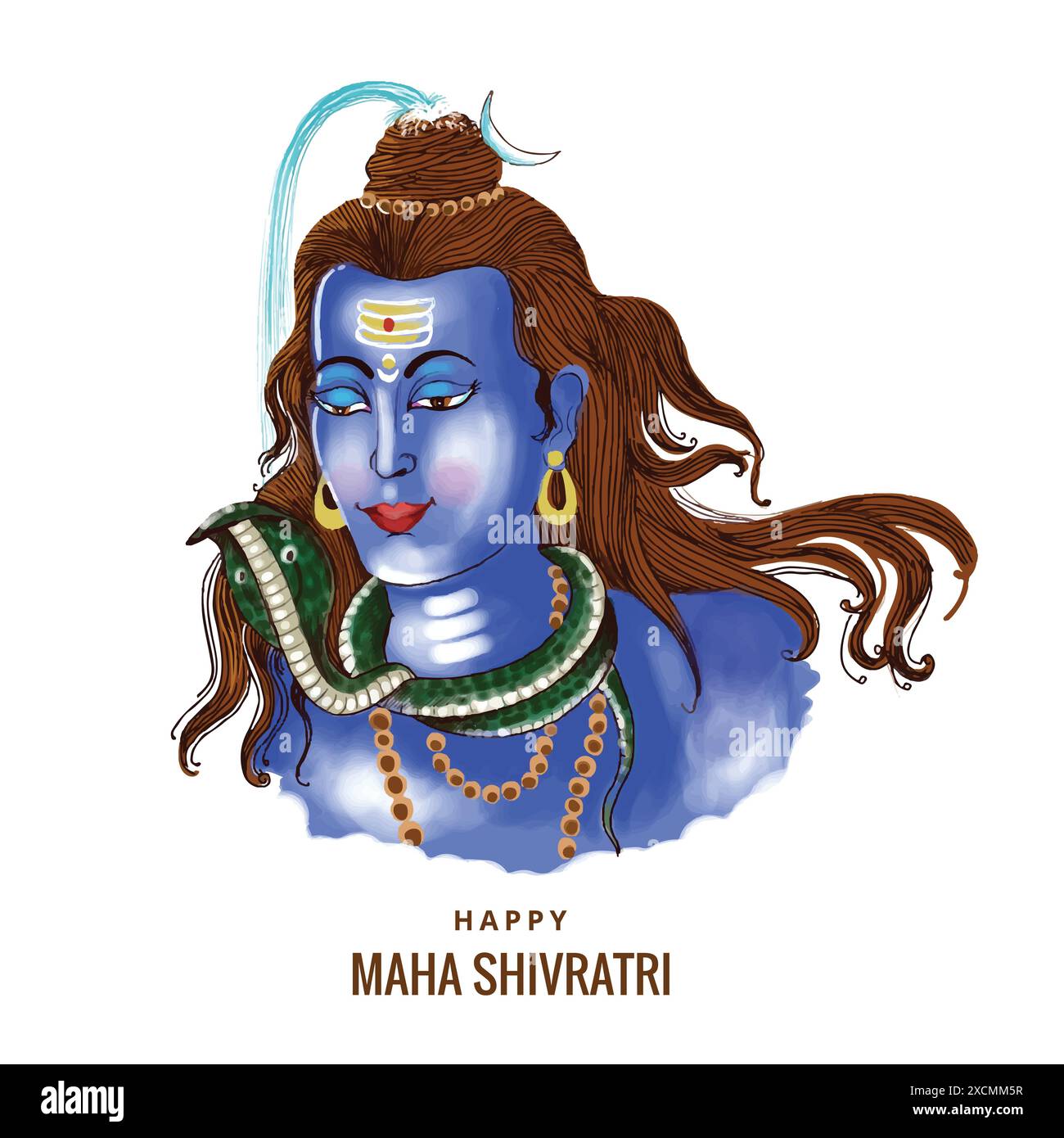 Lord shiva indian god of hindu for maha shivratri card background Stock ...