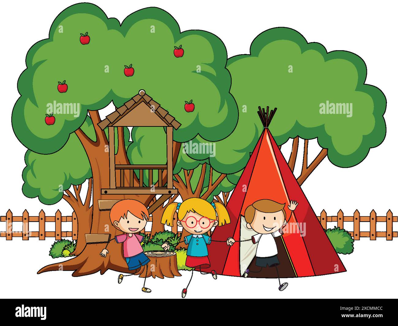 Kids enjoying outdoor playtime in nature Stock Vector Image & Art - Alamy