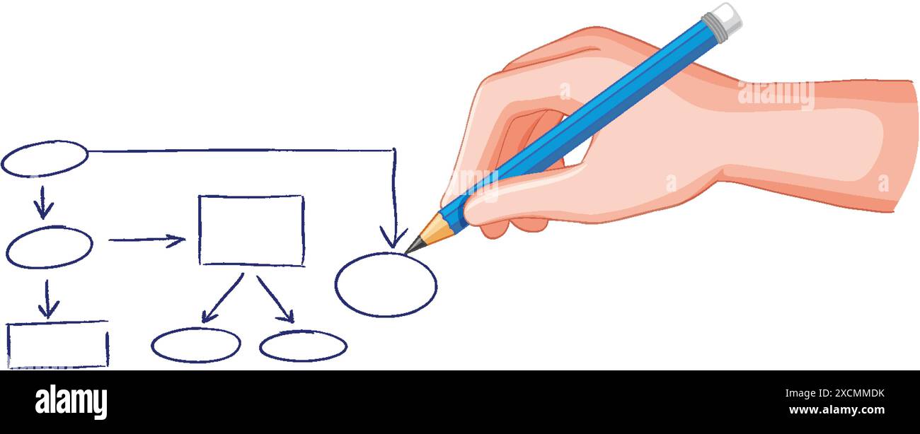 Illustration of hand drawing a flowchart Stock Vector Image & Art - Alamy