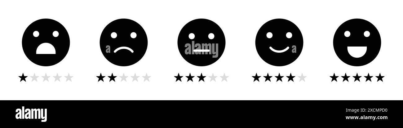 Set of customers ret satisfaction level emoticon icon. Rating emoji ...