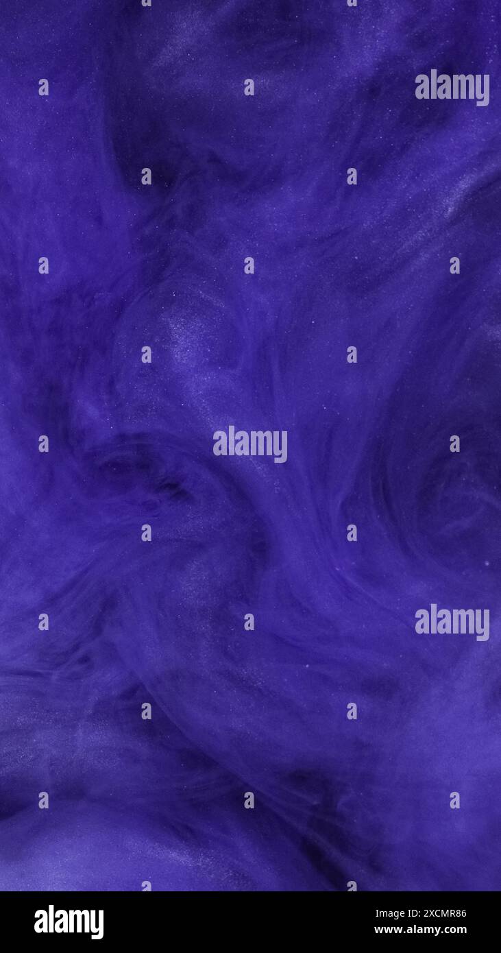 Glitter mist. Shiny paint water. Defocused blue color shimmering ...