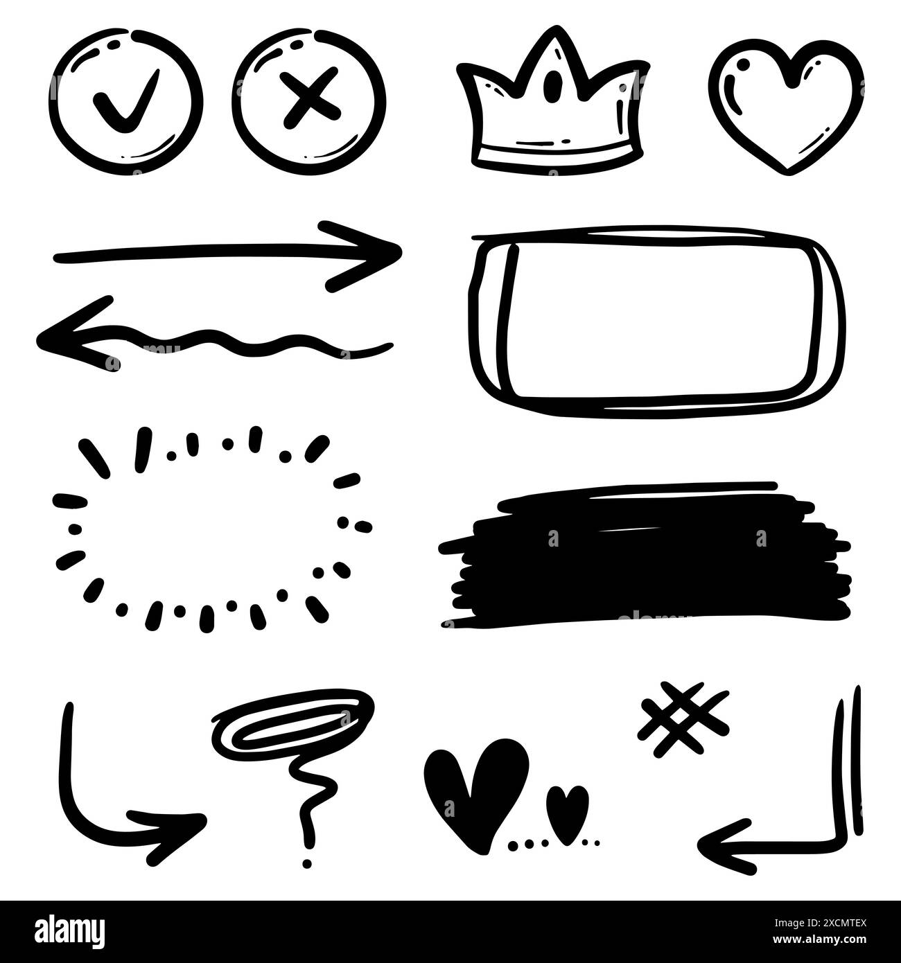 Hand drawn abstract thin line doodle set, in Vector illustration Stock ...